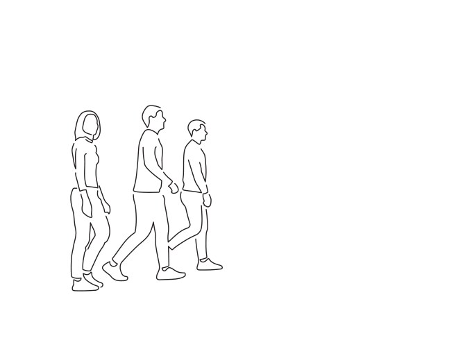 One single line drawing group young happy male Vector Image