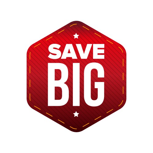 Badge save big Royalty Free Vector Image - VectorStock