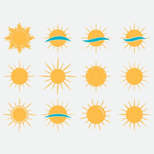 Collection of sun logos Royalty Free Vector Image