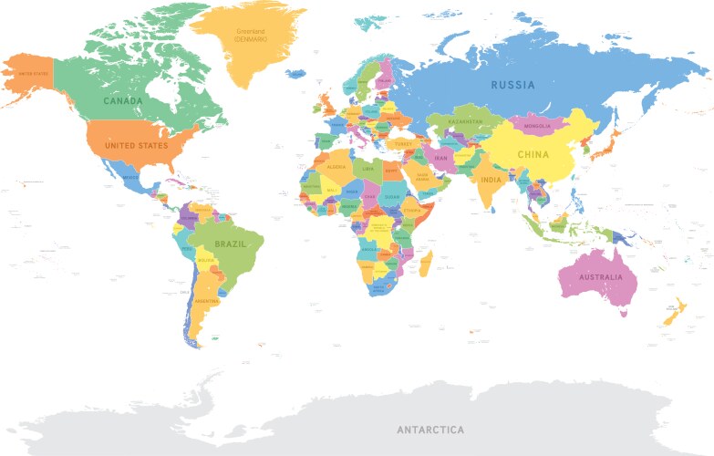 Detailed political world map with all countries Vector Image