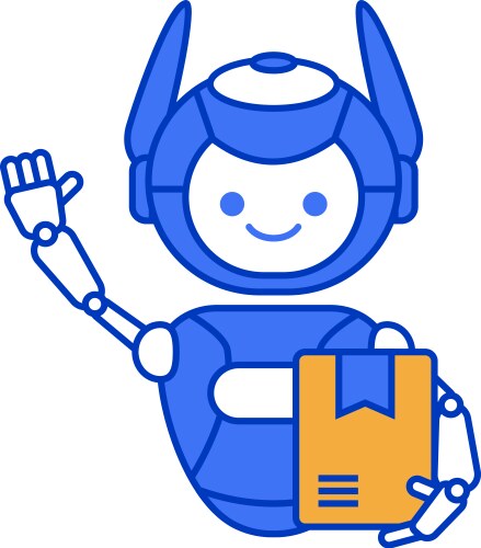 Robot marketing mascot Royalty Free Vector Image