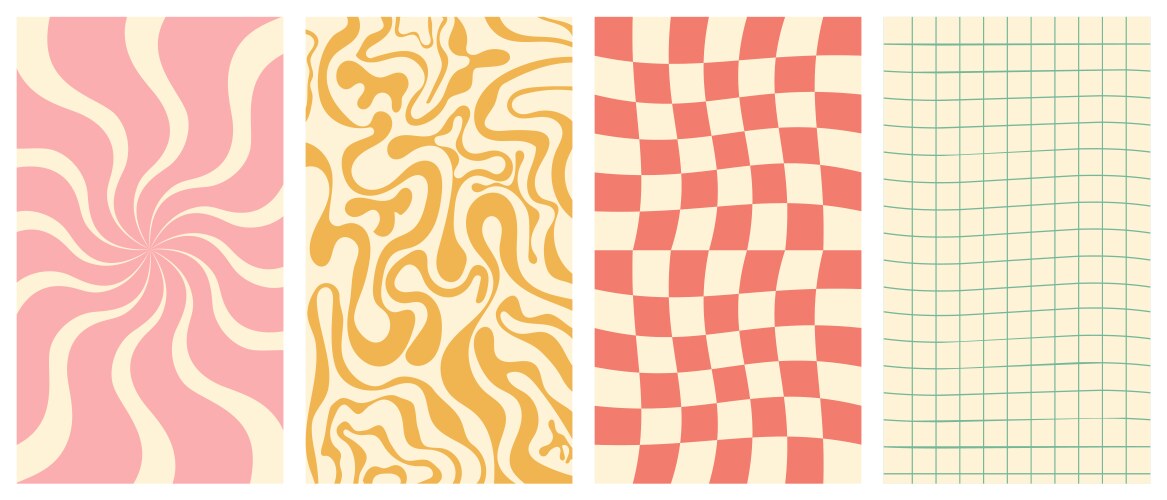 Groovy backgrounds set Royalty Free Vector Image
