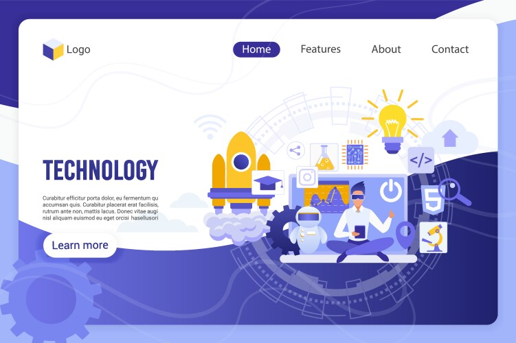No-tech zone landing page template technology Vector Image