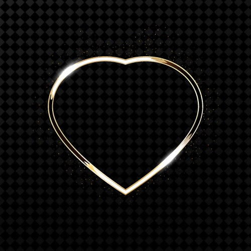 Gold glowing heart shape frame Royalty Free Vector Image