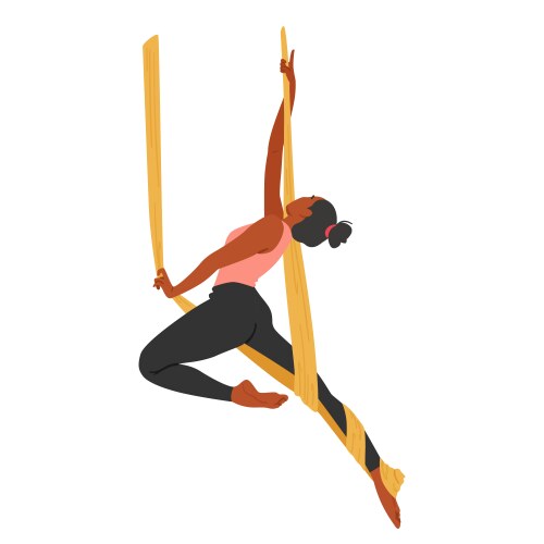 Nimble woman character gracefully balances Vector Image
