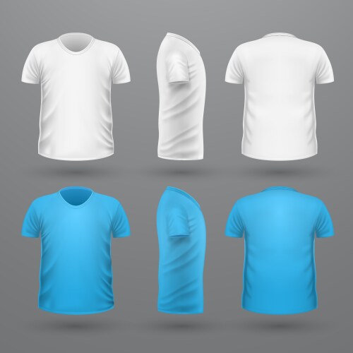 T-shirt template set front side back view Vector Image