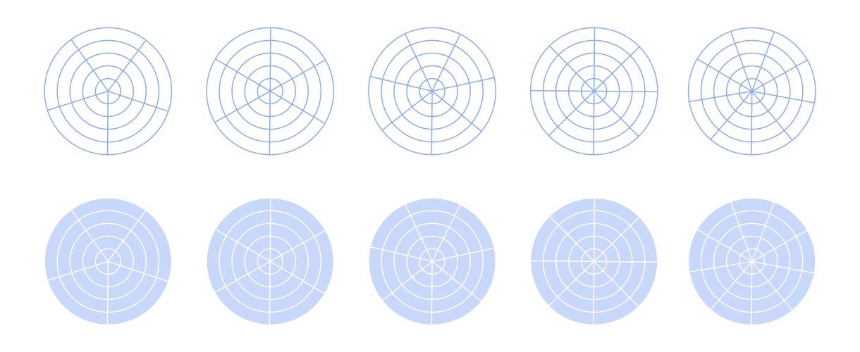Polar grid divided into radial degree template Vector Image
