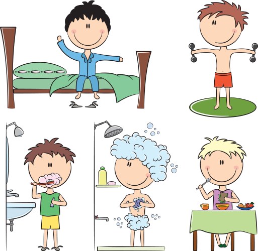 Daily routines concept healthy life Royalty Free Vector