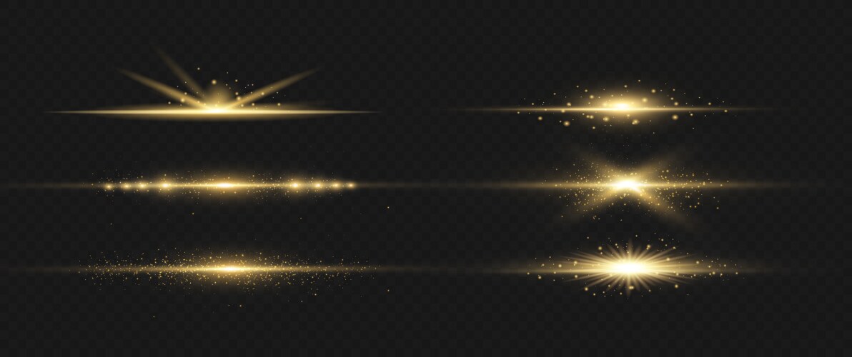 Glow yellow line horizontal light rays beams Vector Image