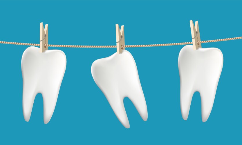Teeth on different stages of caries tooth decay Vector Image