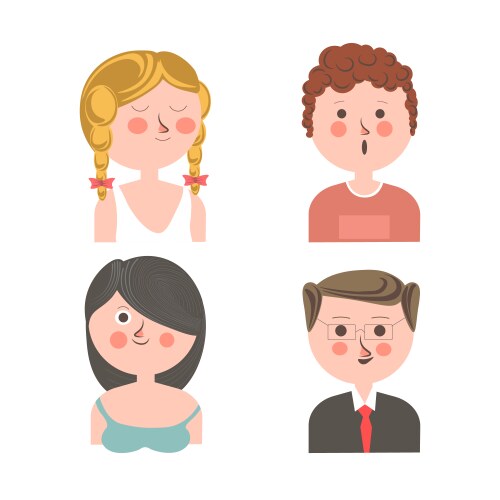 Female heads with diversity emotions Royalty Free Vector