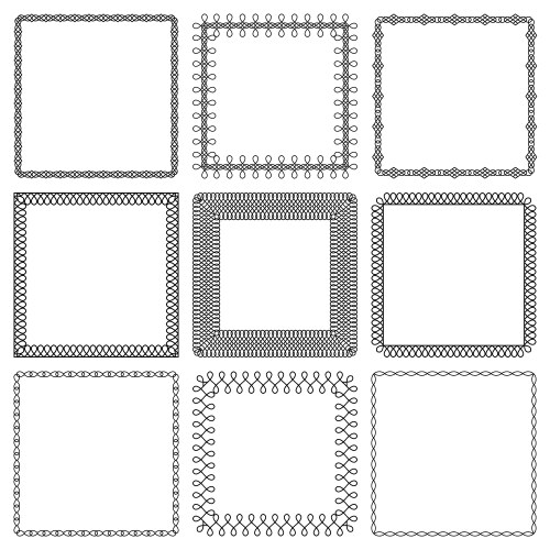 Collection of simple square frame with elements Vector Image