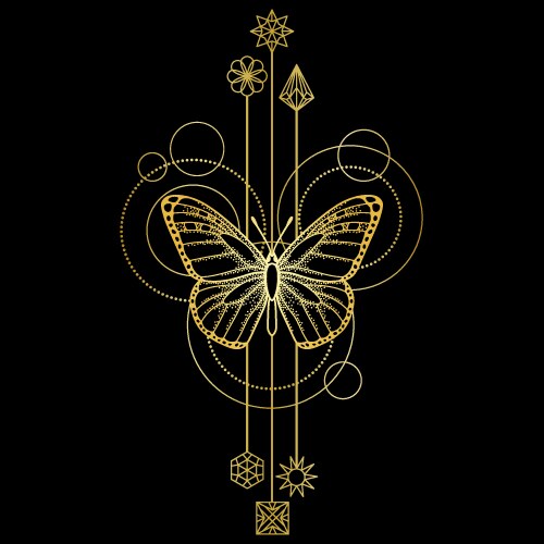 Gold decorative textured butterfly Royalty Free Vector Image