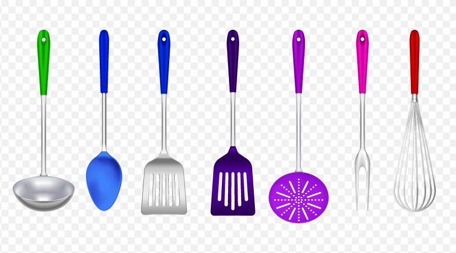 Watercolor cooking tool set wooden utensils Vector Image