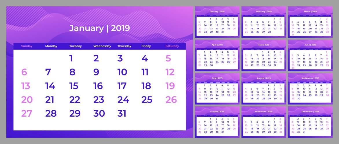 Planner template with calendar for 2025 year Vector Image