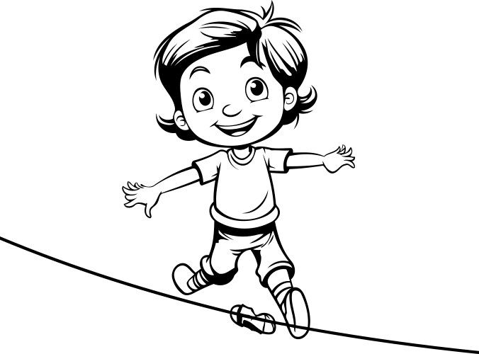 Boy balancing on a rope of child Royalty Free Vector Image