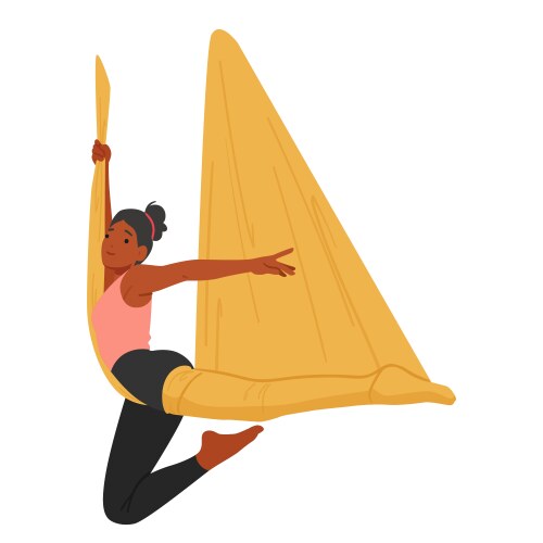 Nimble woman character gracefully balances Vector Image