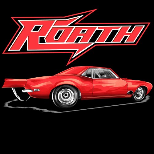 Red drag racing car with black strip Royalty Free Vector