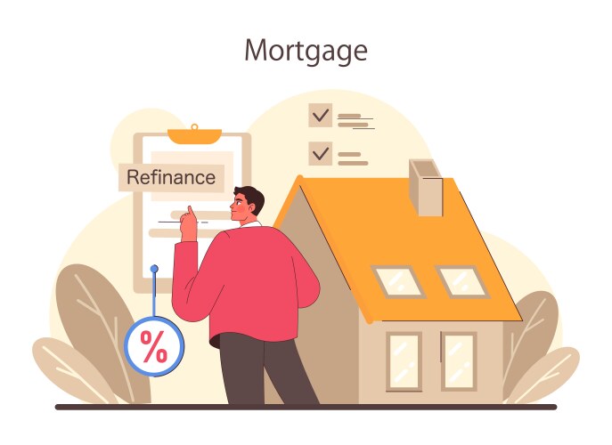 Refinance process loan rate reduction to lender Vector Image