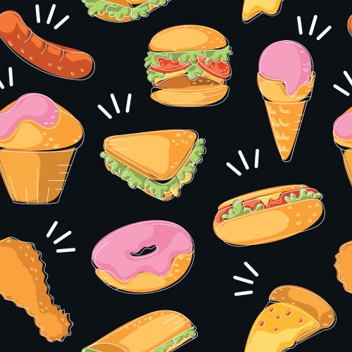 Fast food icon pattern restaurant wallpaper Vector Image