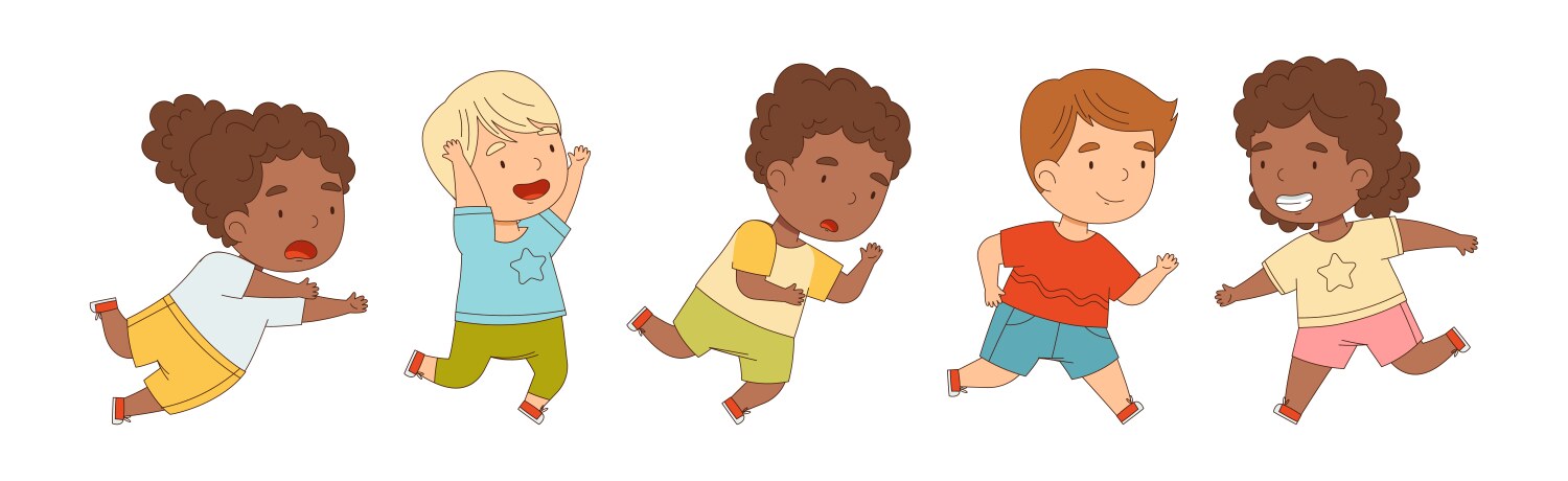 Happy kid running rush forward and hurry Vector Image