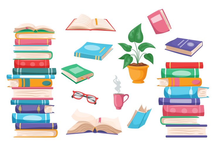 Cartoon Stack of Books Vector Images (over 9,600)