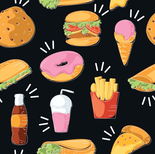 Fast food icon pattern restaurant wallpaper Vector Image