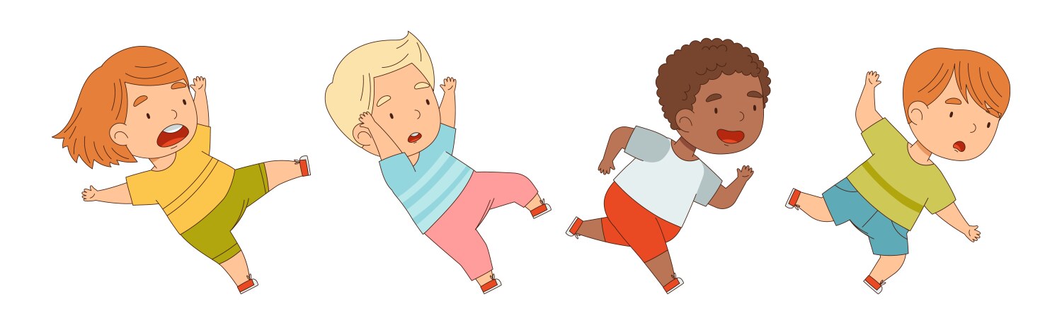 Happy kid running rush forward and hurry Vector Image