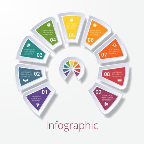 Infographic circle with 9 steps cycle diagram Vector Image