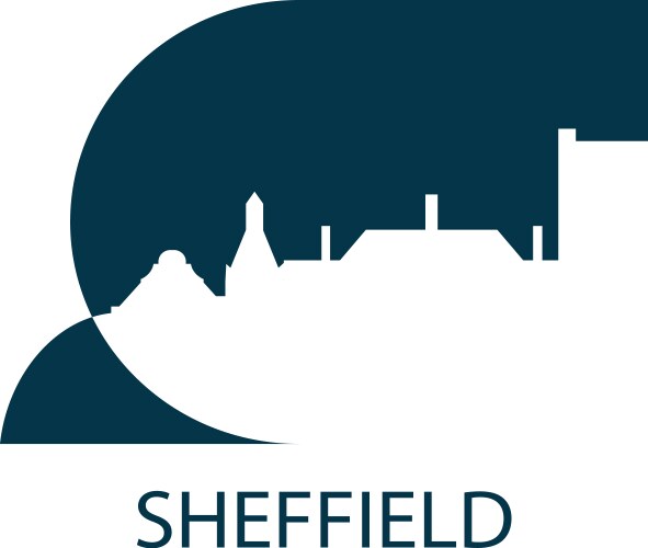 Sheffield city skyline silhouette logo Royalty Free Vector