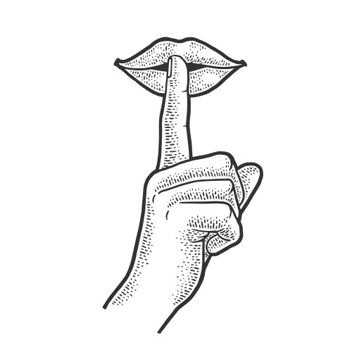 Lips hush silence finger gesture Royalty Free Vector Image