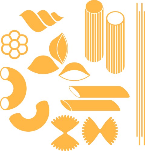Pasta shape icons Royalty Free Vector Image - VectorStock