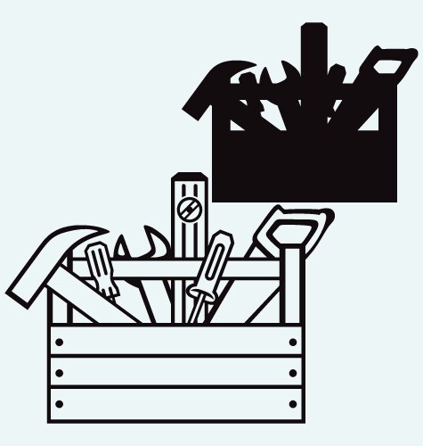 Toolbox with tools design elements Royalty Free Vector Image