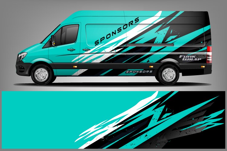Full wrap van with vinyl sticker sample Royalty Free Vector