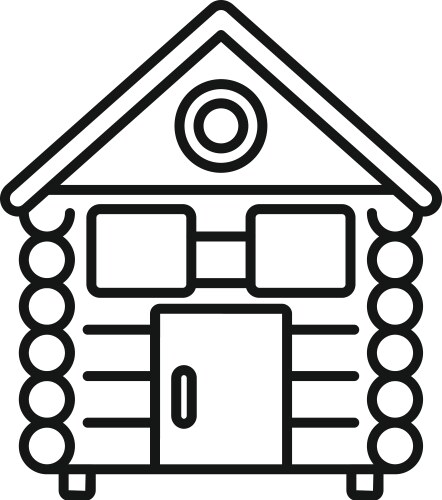 Wooden log cabin facade with attic window Vector Image