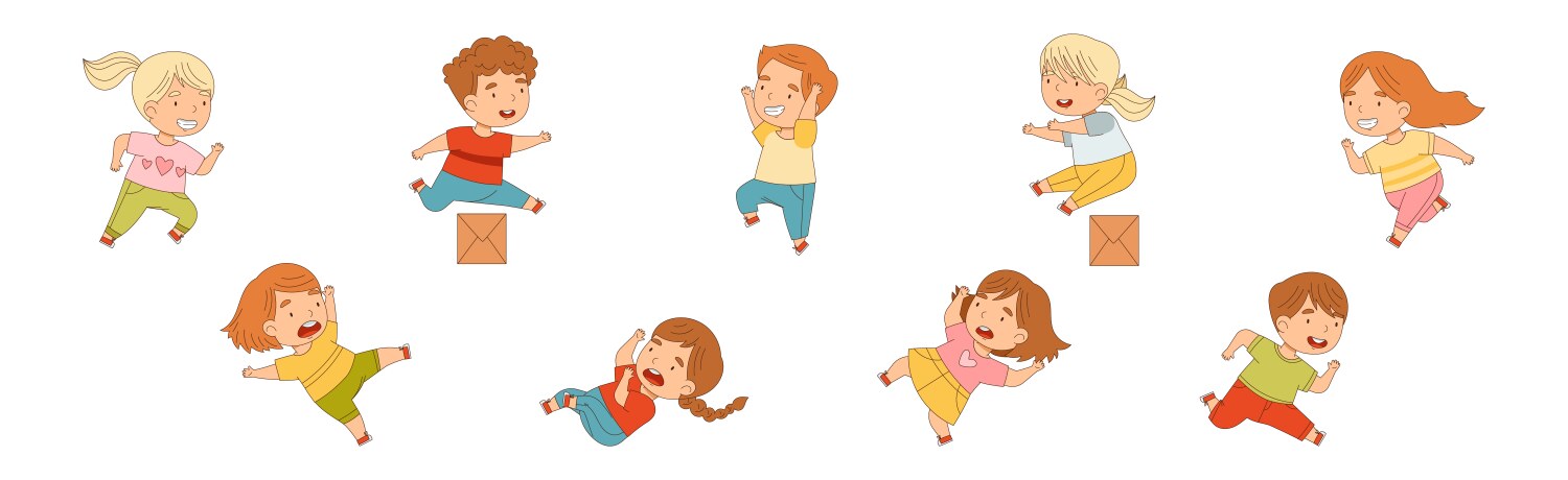 Happy kid running rush forward and hurry Vector Image