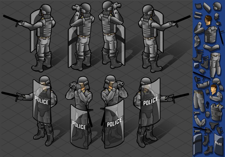 Police isometric flowchart Royalty Free Vector Image