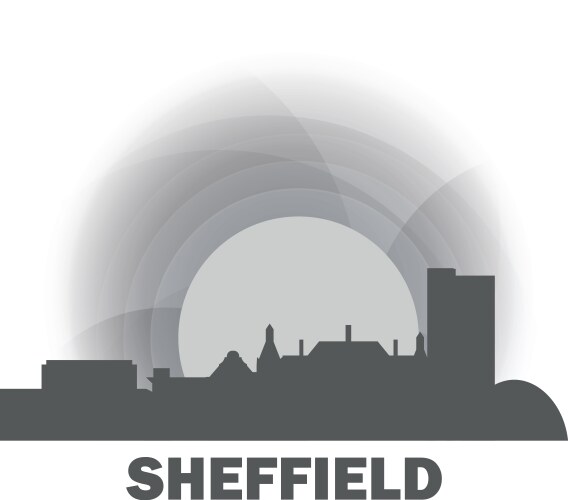 Sheffield city skyline silhouette logo Royalty Free Vector