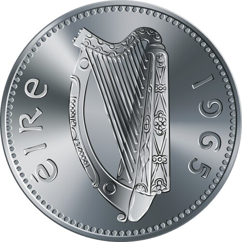 Irish money pre-decimal shilling coin Royalty Free Vector