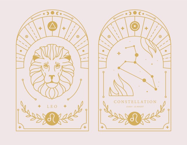 Witchcraft cards with astrology leo zodiac sign Vector Image