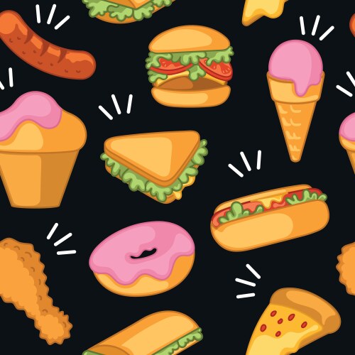 Fast food icon pattern restaurant wallpaper Vector Image
