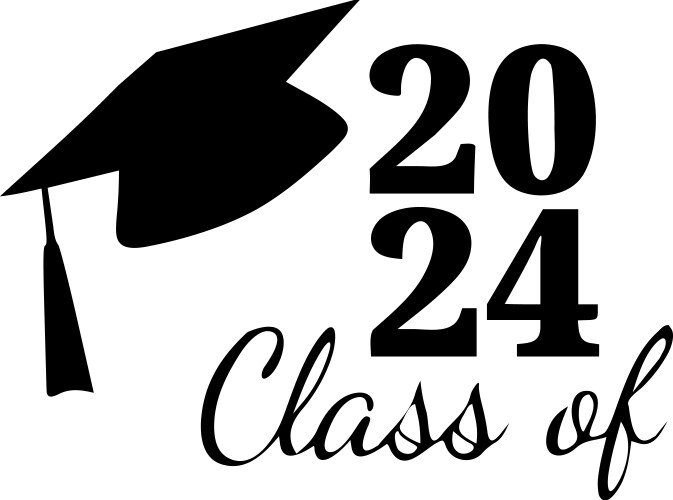 Graduate 2024 trendy calligraphy golden glitter Vector Image