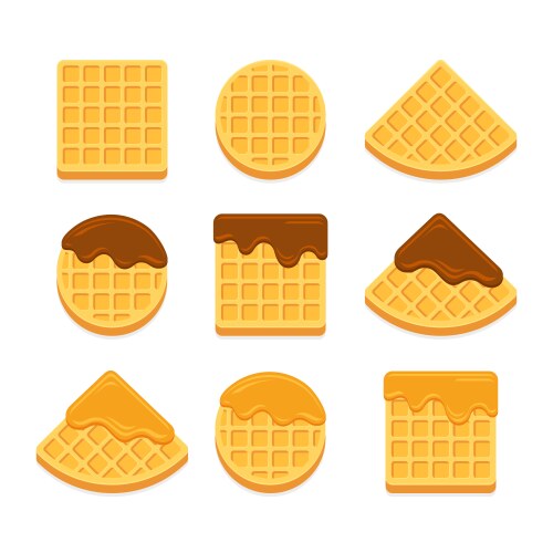 Belgium round waffle in flat style Royalty Free Vector Image