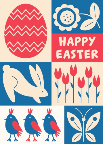 Happy easter or spring themed motifs poster Vector Image