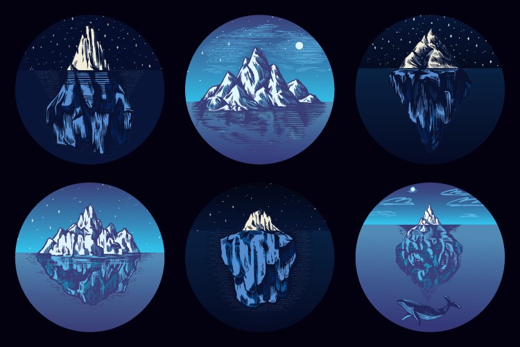 Iceberg in ocean a large piece glacier Royalty Free Vector
