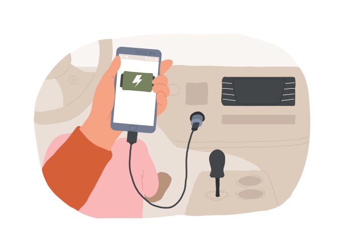 Portable charger isolated cartoon Royalty Free Vector Image