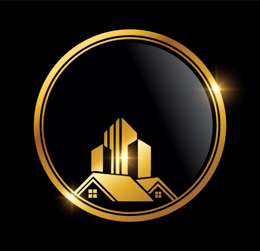Golden luxury home icon Royalty Free Vector Image