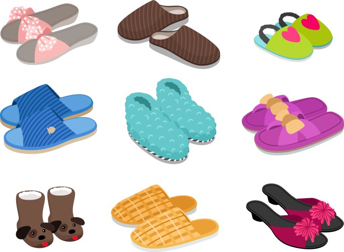 Cartoon slippers pair icon cozy house footwear Vector Image