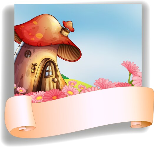 Stump house with mushroom in cartoon style Vector Image