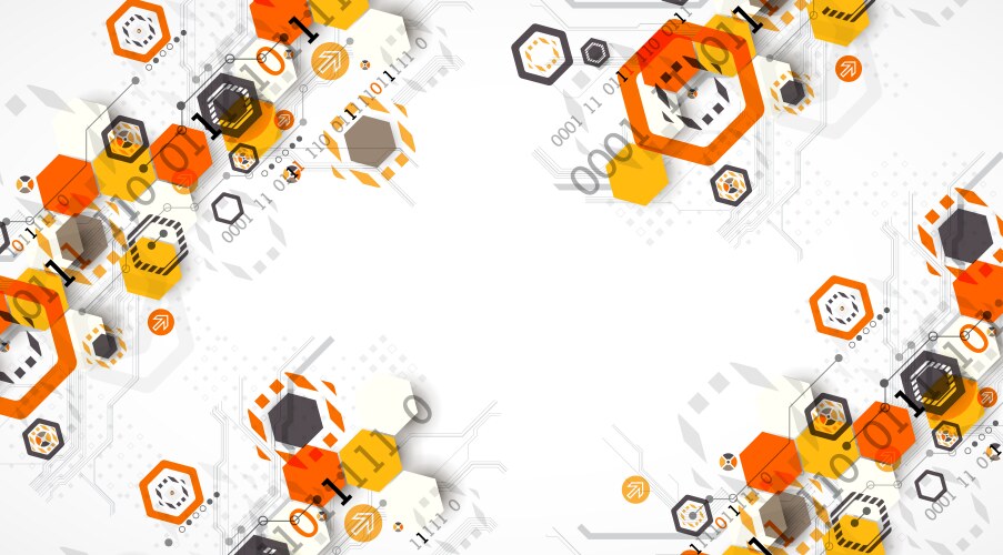 Abstract Circuit Board Background With Hexagons Vector Image